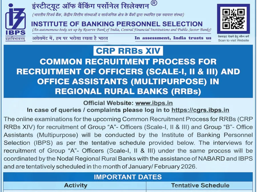IBPS CRP RRBs XIV Recruitment 2025: Notification Out for Officers ...