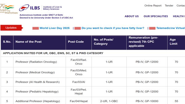 ILBS Recruitment 2026 – Apply Online for 116 Faculty, Resident ...